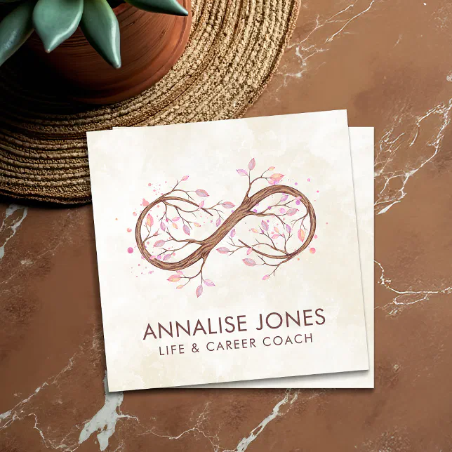 Infinity Tree Branch - pastels Square Business Card | Zazzle
