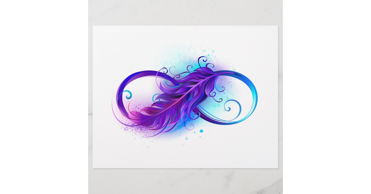 Infinity with Purple Feather Letterhead | Zazzle