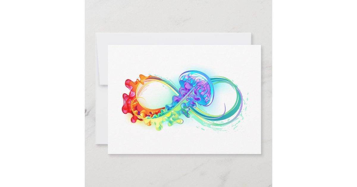 Infinity with Rainbow Jellyfish Note Card | Zazzle