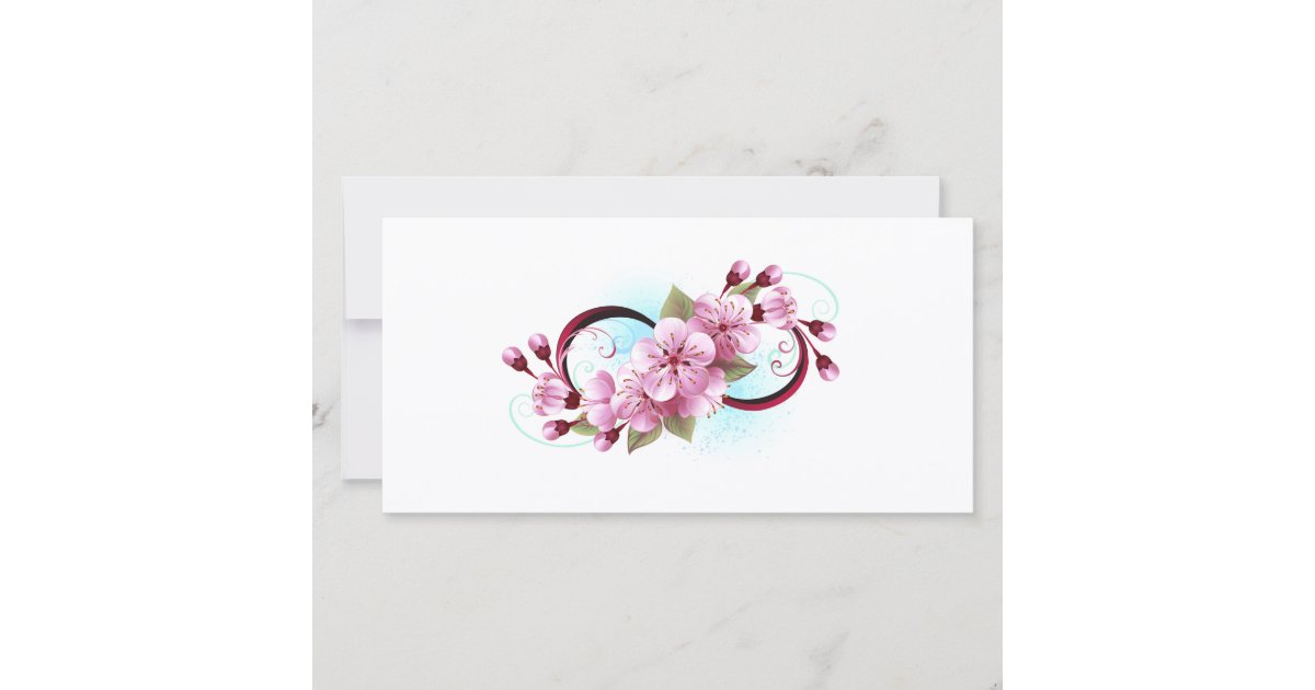 Infinity with Sakura Blossom Flowers Thank You Card | Zazzle