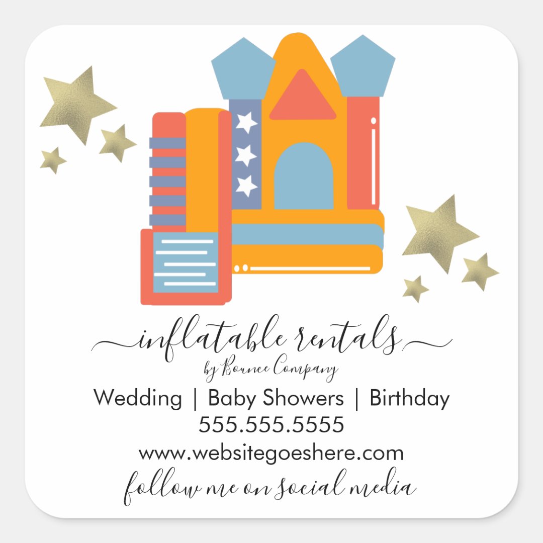 Inflatable Business Bounce House Slides Square Sticker | Zazzle