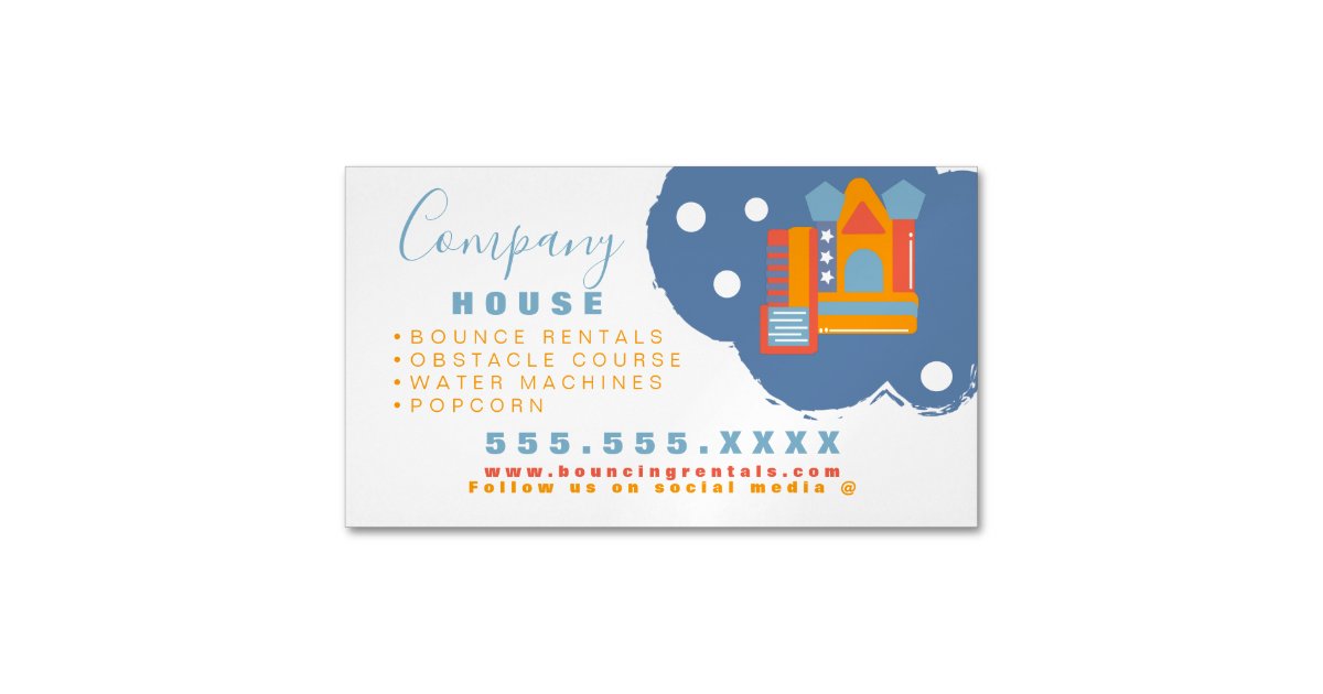 Inflatable Castle Jump House Bounce Party Rentals Business Card Magnet Inflatable Castle Jump House Bounce Party Rentals Business Card Magnet