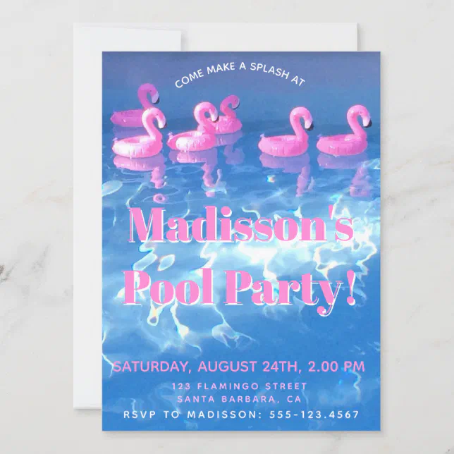 Inflatable Flamingo's - Tropical Pool Party Invitation | Zazzle