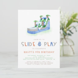 Inflatable Water Slide Birthday Party Invitation | Zazzle