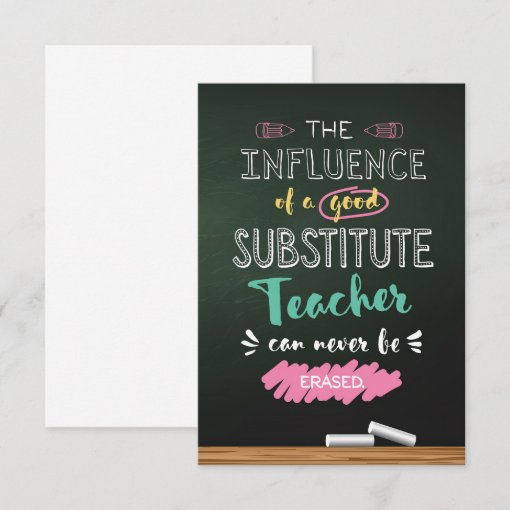 Influence of a Good Substitute Teacher Thank You Card | Zazzle