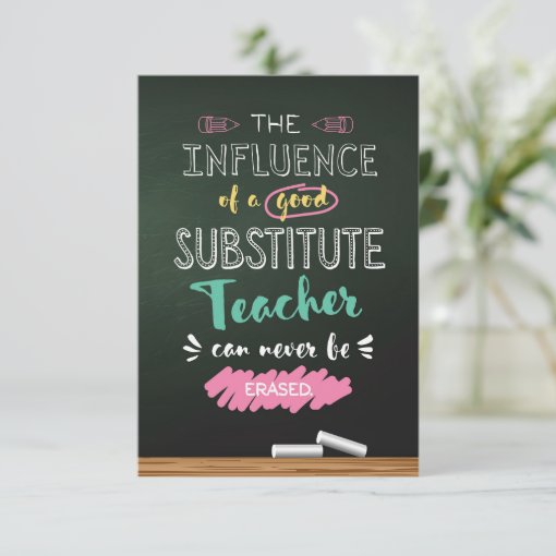 Influence of a Good Substitute Teacher Thank You Card | Zazzle