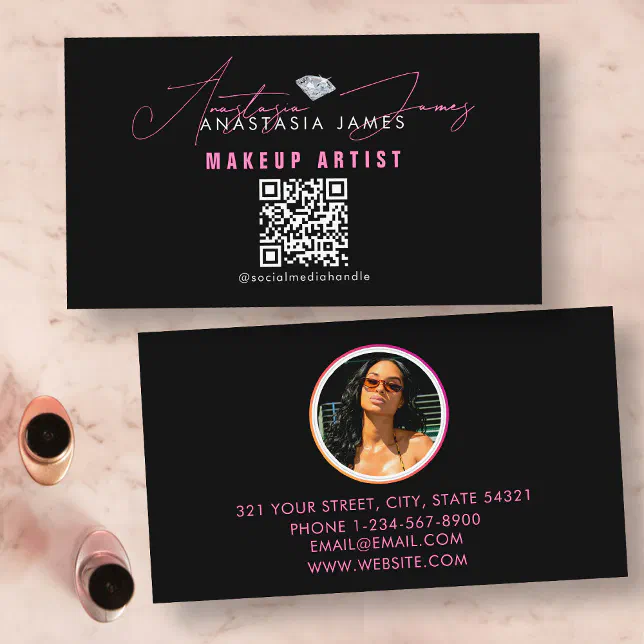 Influencer Beauty Luxury Social Media QR Code Business Card | Zazzle