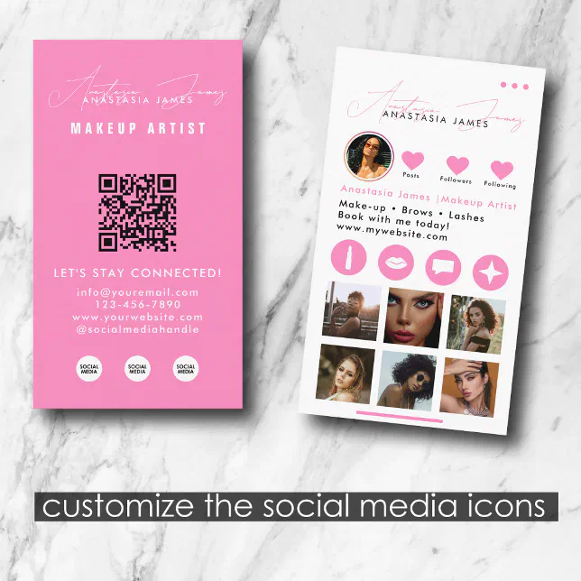 Influencer Beauty Makeup Artist Social Media Business Card | Zazzle