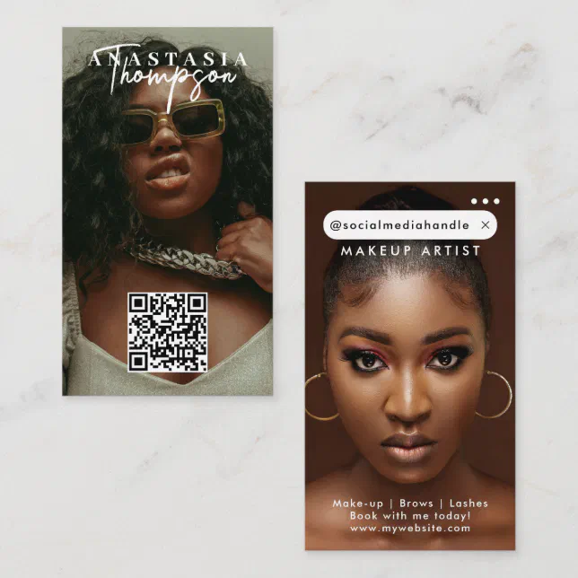 Influencer Beauty Photos Minimalist Social Media Business Card | Zazzle