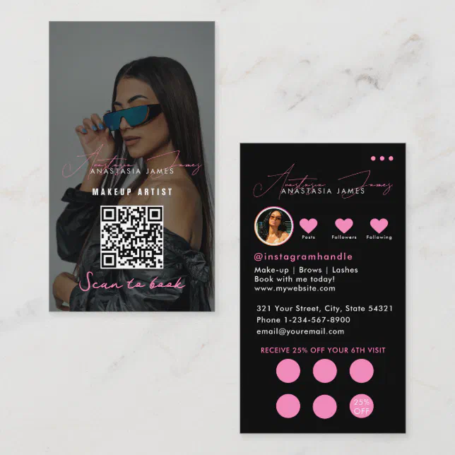 Influencer Business Grid Discount Loyalty QR Code Business Card | Zazzle
