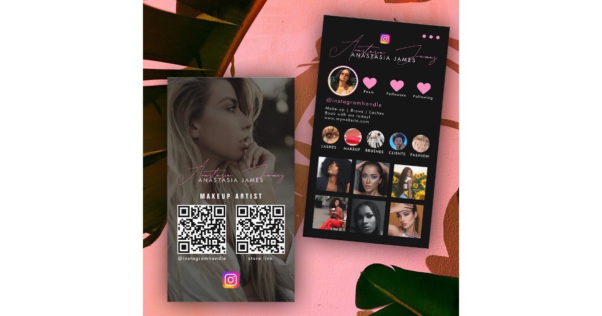 Influencer Photo Feed Grid Social Media 2 QR Code Business Card | Zazzle