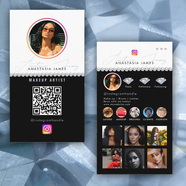 Influencer Photo Feed Grid Social Media Diamonds Business Card | Zazzle