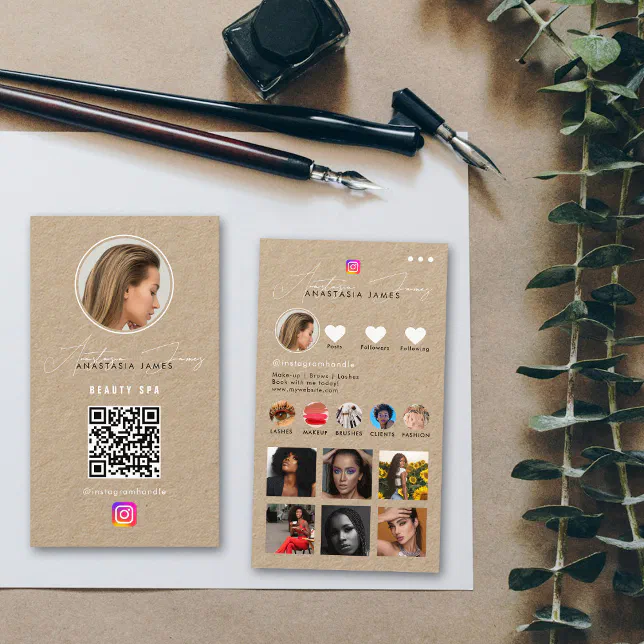 Influencer Photo Feed Grid Social Media Kraft Business Card | Zazzle