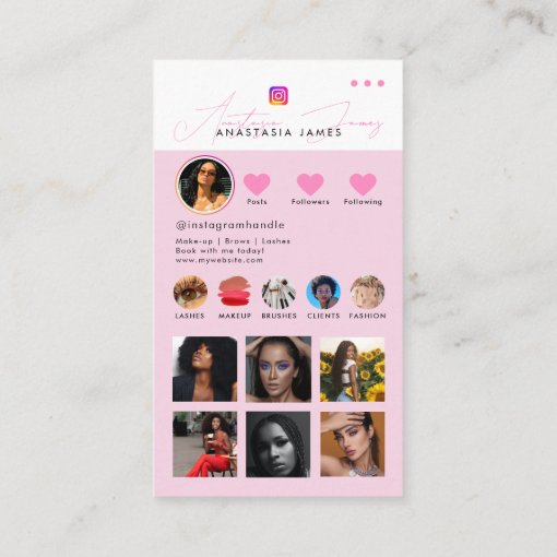 Influencer Photo Feed Grid Social Media QR Code Business Card | Zazzle