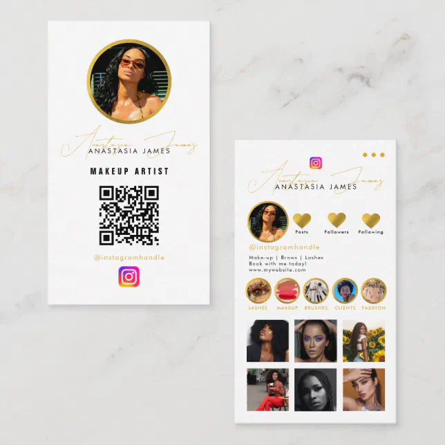 Influencer Photo Feed Grid Social Media QR Code Business Card | Zazzle