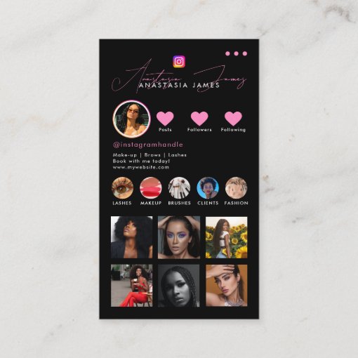 Influencer Photo Feed Grid Social Media QR Code Business Card | Zazzle