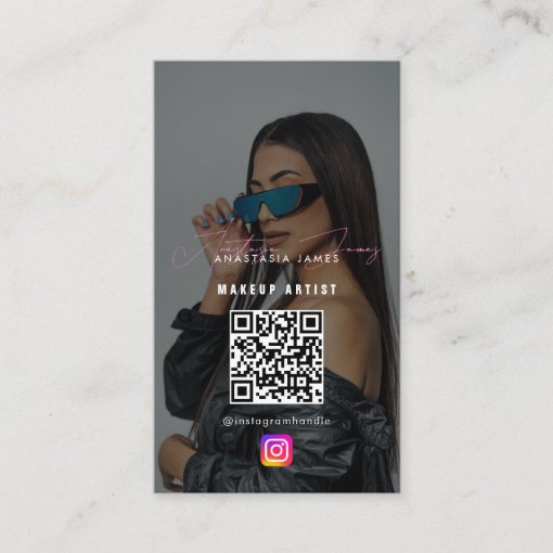 Influencer Photo Feed Grid Social Media QR Code Business Card | Zazzle