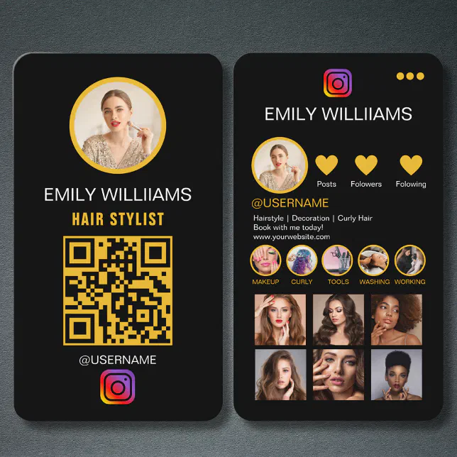 Influencer Photo Feed Grid Social Media QR Code Business Card | Zazzle