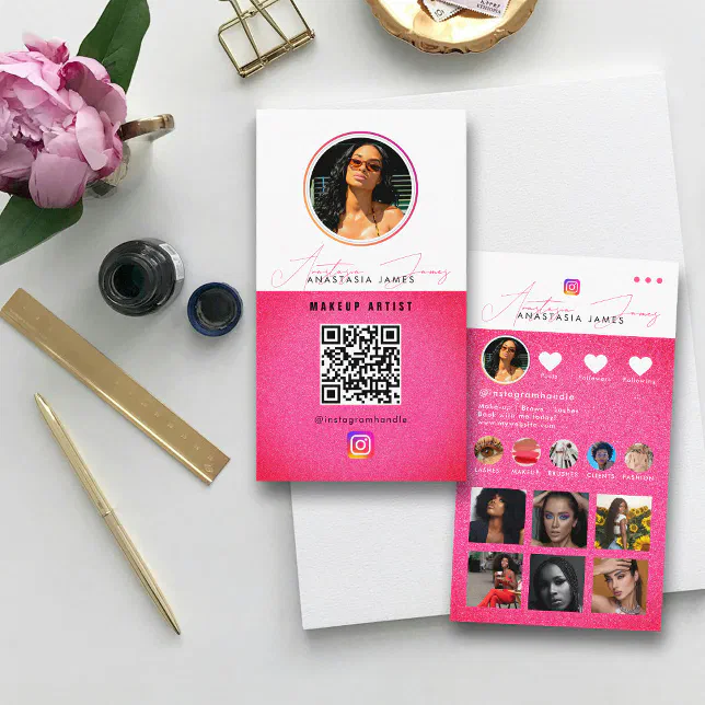 Influencer Photo Feed Grid Social Media QR Code Business Card | Zazzle