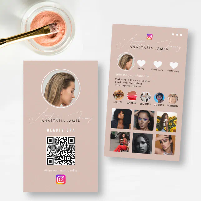 Influencer Photo Feed Grid Social Media QR Code Business Card | Zazzle