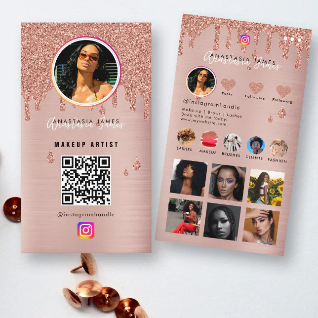 Influencer Photo Feed Grid Social Media QR Code Business Card | Zazzle