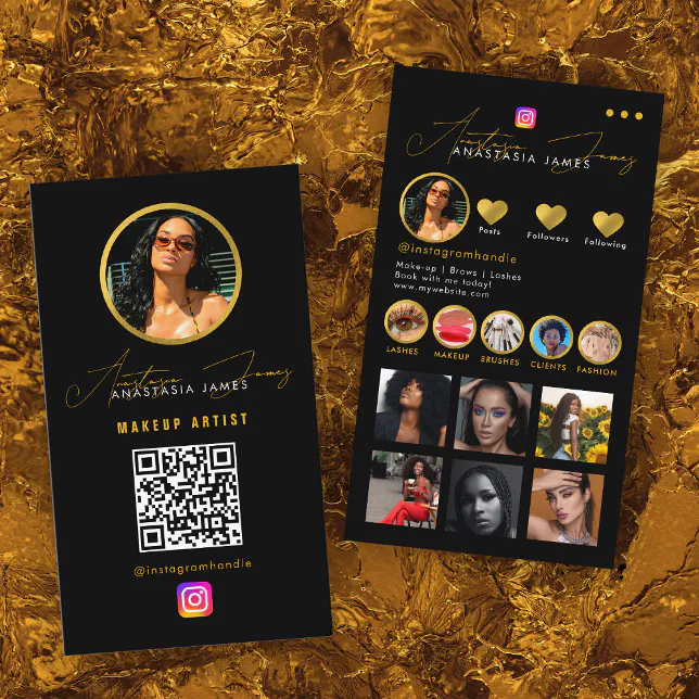 Influencer Photo Feed Grid Social Media QR Code Business Card | Zazzle