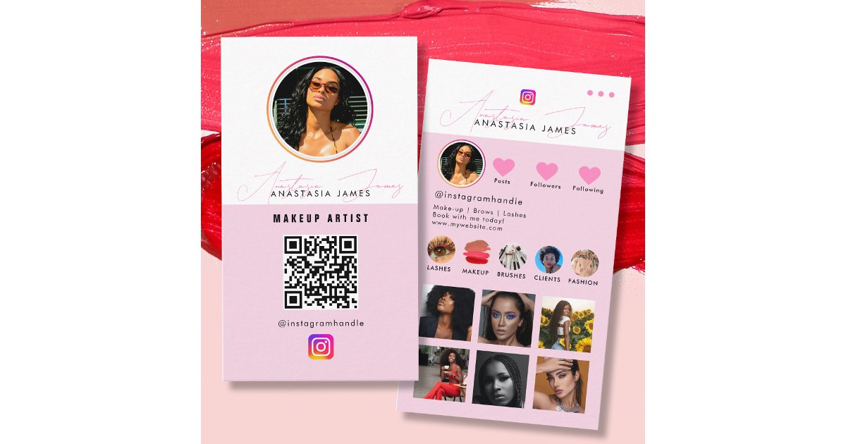 Influencer Photo Feed Grid Social Media QR Code Business Card | Zazzle
