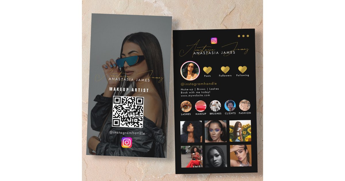 Influencer Photo Feed Grid Social Media QR Code Business Card | Zazzle