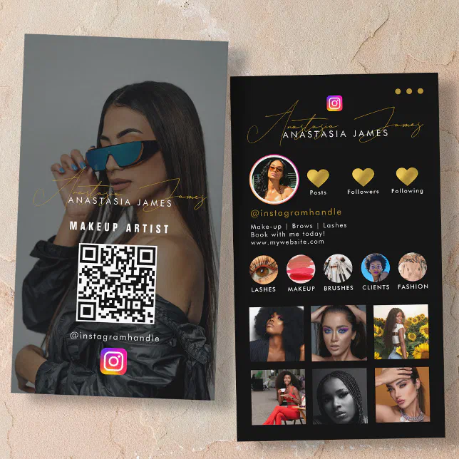 Influencer Photo Feed Grid Social Media QR Code Business Card | Zazzle