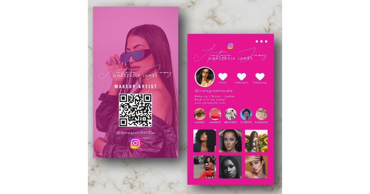 Influencer Photo Feed Social Media QR Code Girly Business Card | Zazzle