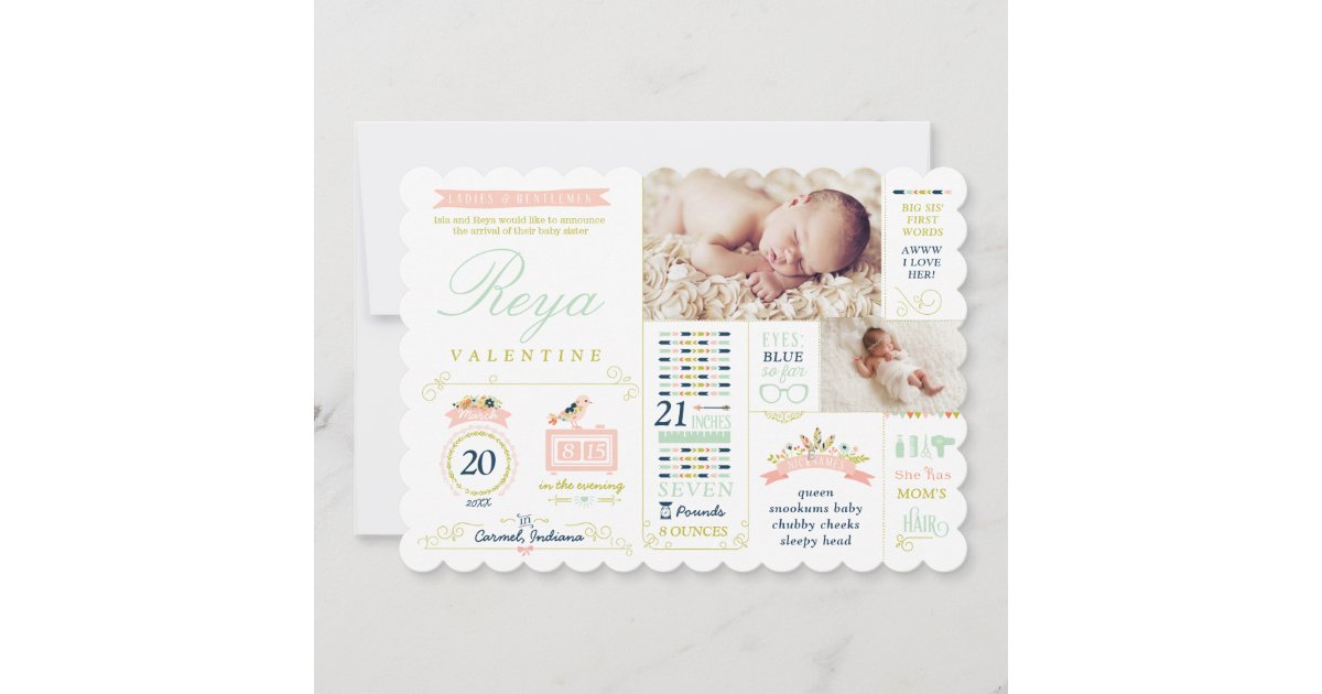 Infographic Stats Birth Announcement Cards | Zazzle