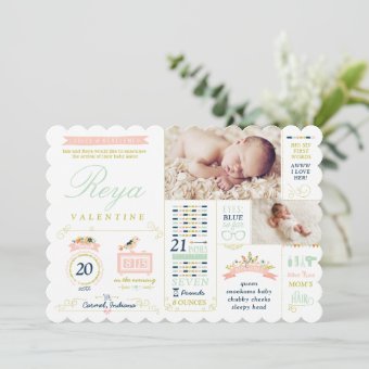 Infographic Stats Birth Announcement Cards | Zazzle