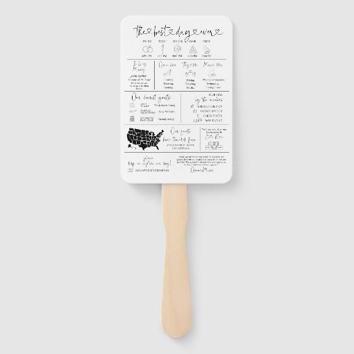 Infographic Wedding Program Hand Fan | Zazzle