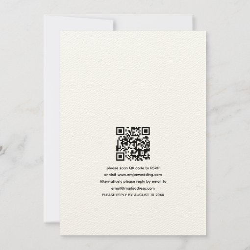 Informal Laurel Leaf Line Art QR Code Wedding Invitation | Zazzle