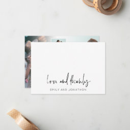 Informal Script Name 5 Photos Wedding Love Thanks Note Card | Zazzle