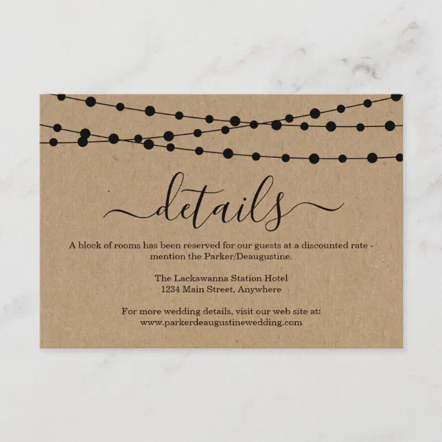 Information Enclosure Card - Rustic Kraft | Zazzle