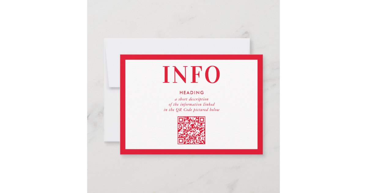 INFORMATION INSERT modern simple bold red QR Code Invitation | Zazzle