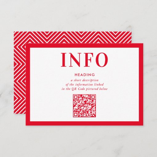 INFORMATION INSERT modern simple bold red QR Code Invitation | Zazzle