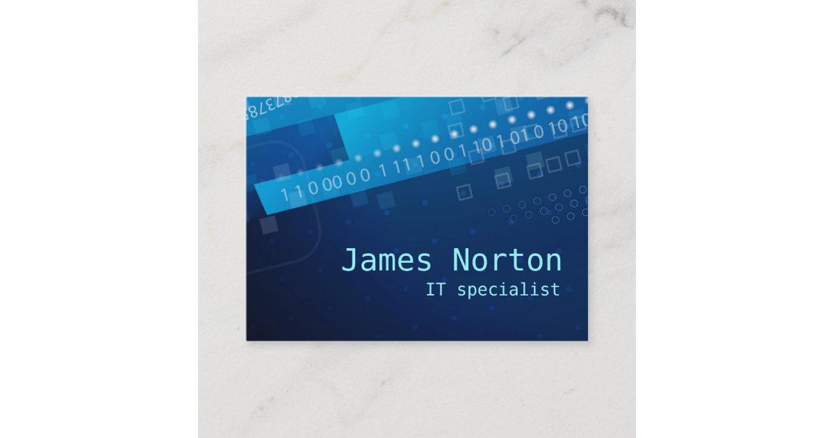 Information Technology IT blue business card | Zazzle