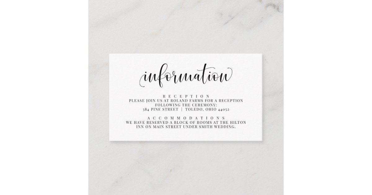 Information Wedding Invite Insert Enclosure Card | Zazzle