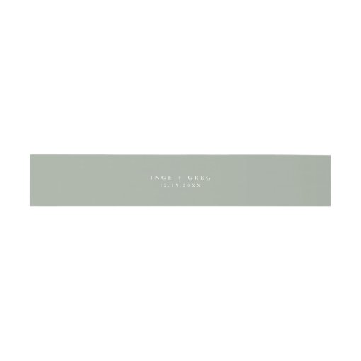 INGE Modern Minimalist Sage Green Wedding Invite Invitation Belly Band ...