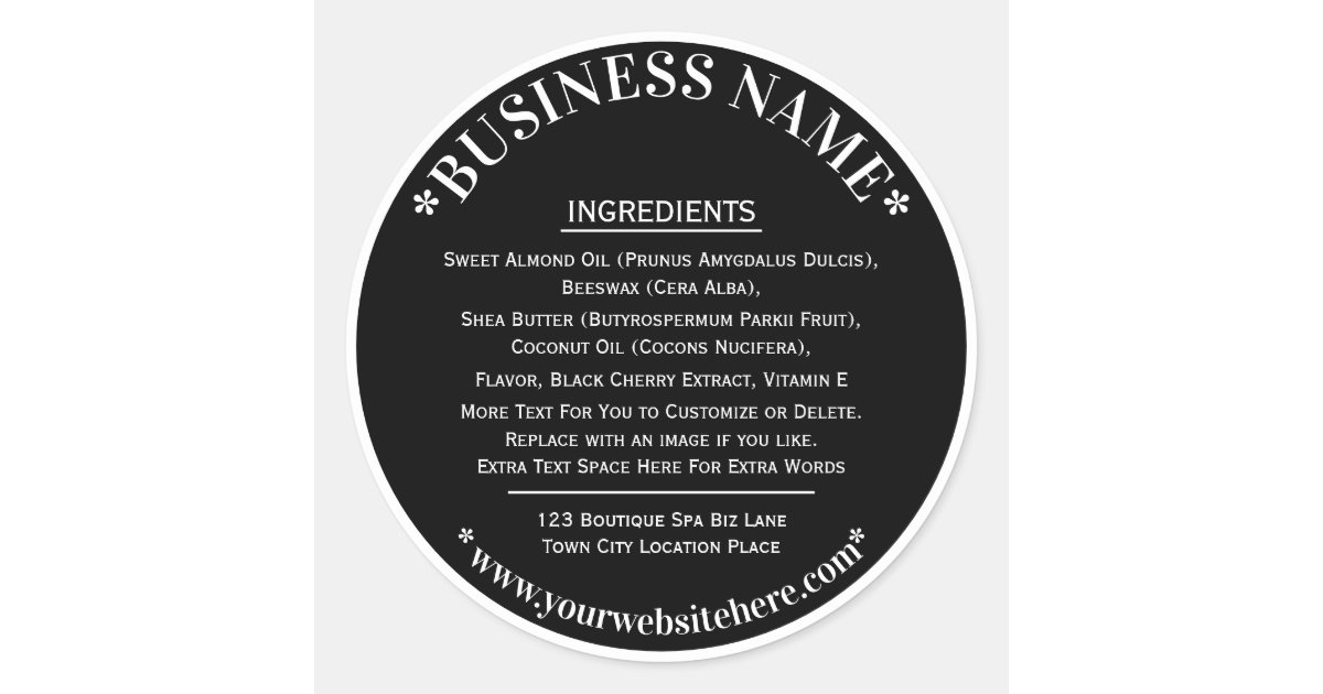 Ingredients Label Black White | Zazzle