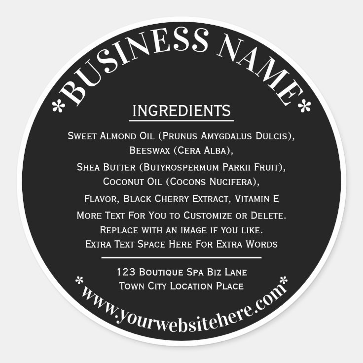 Ingredients Label Black White | Zazzle