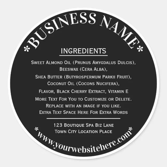 Ingredients Label Black White | Zazzle