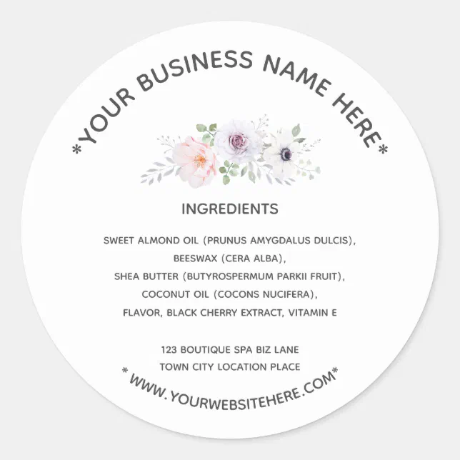 Ingredients Label White Charcoal | Zazzle