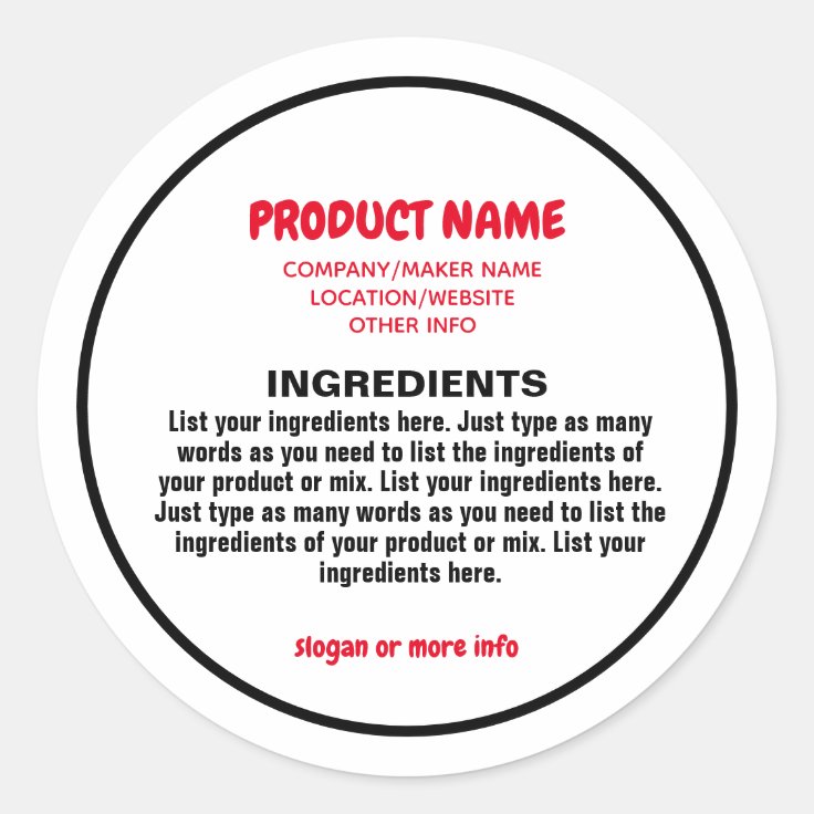 Ingredients Label with product and maker info | Zazzle