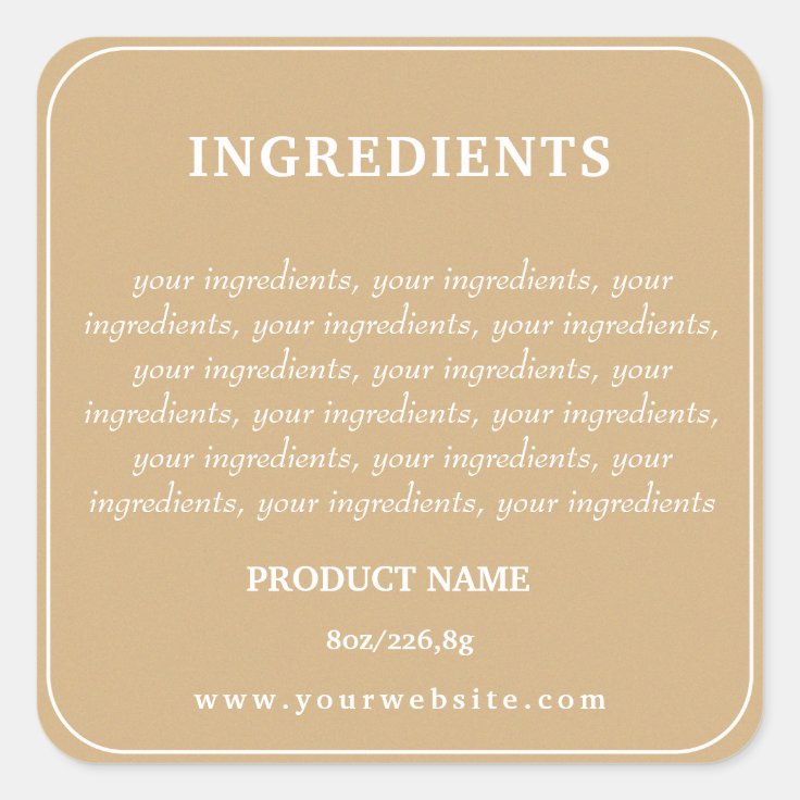Ingredients Product Label | Zazzle