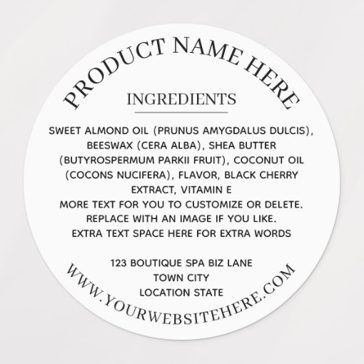 Ingredients Simple Black White Burgundy Labels | Zazzle