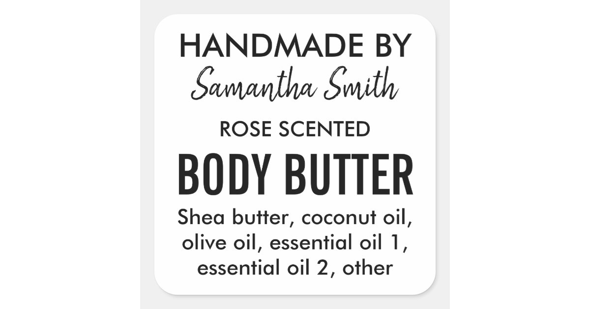 Ingredients simple body butter product label | Zazzle