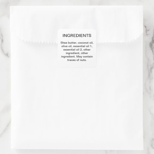 Ingredients simple business product label sticker | Zazzle